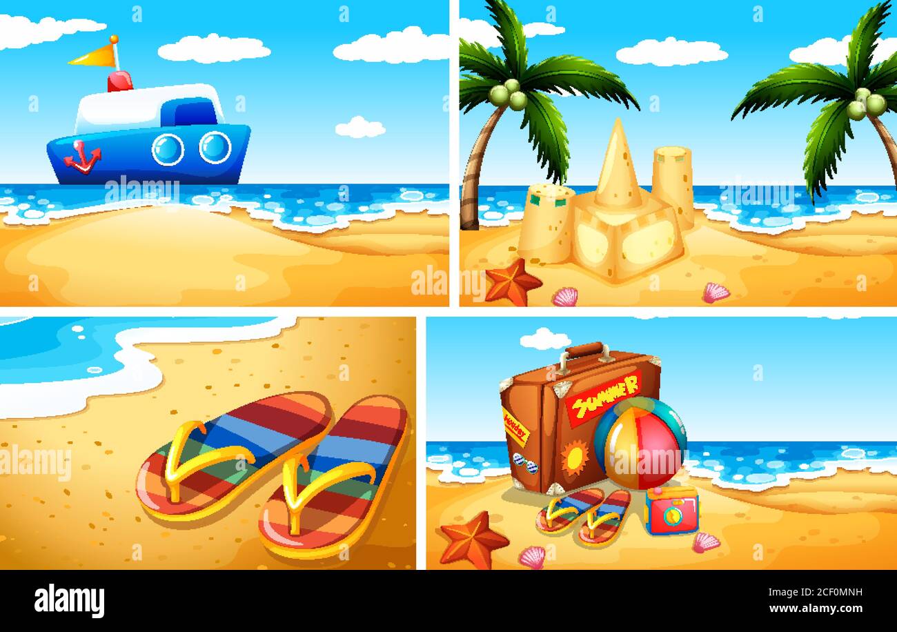Set of sandy beach background illustration Stock Vector Image & Art - Alamy