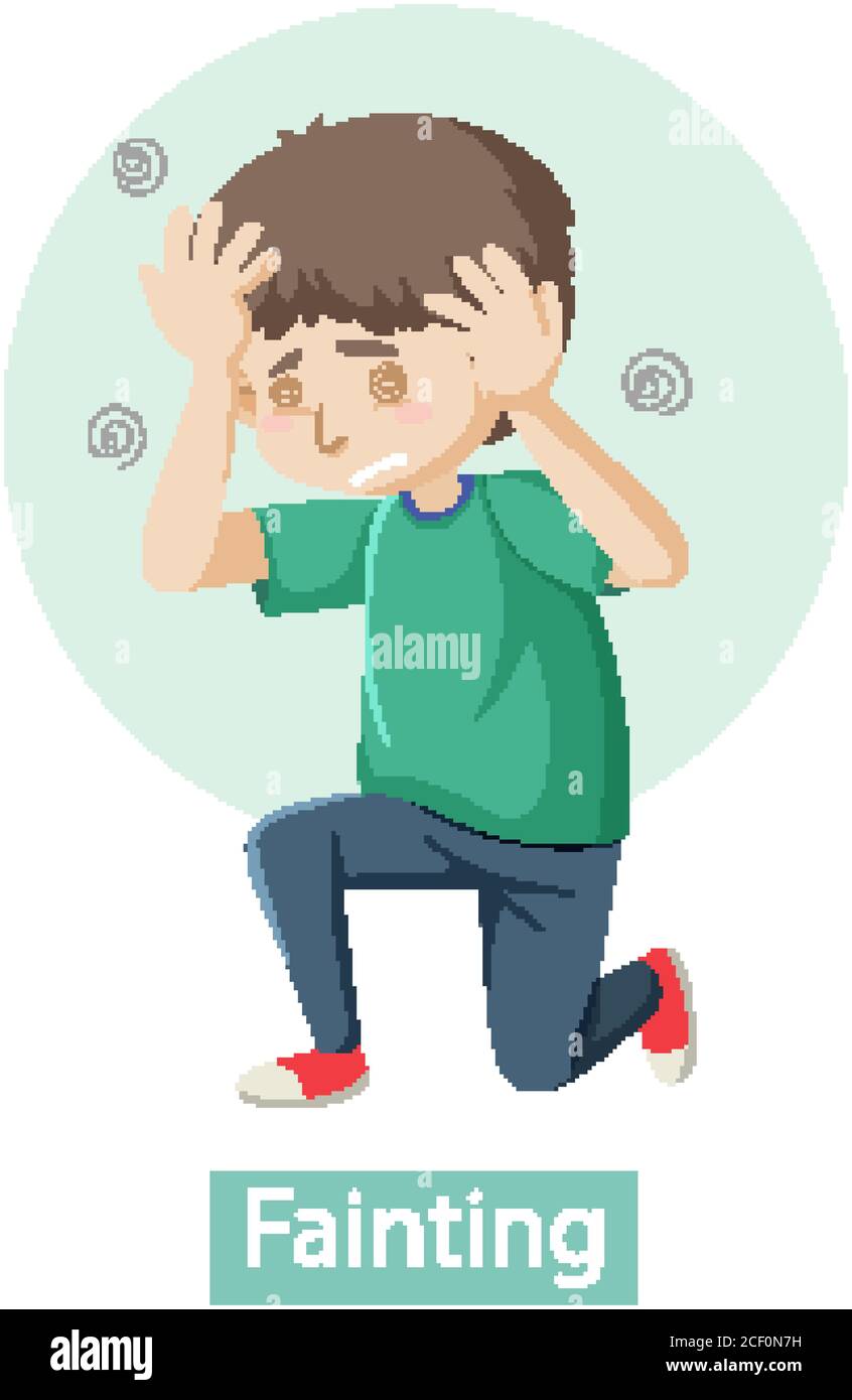 Cartoon character with fainting symptoms illustration Stock Vector ...