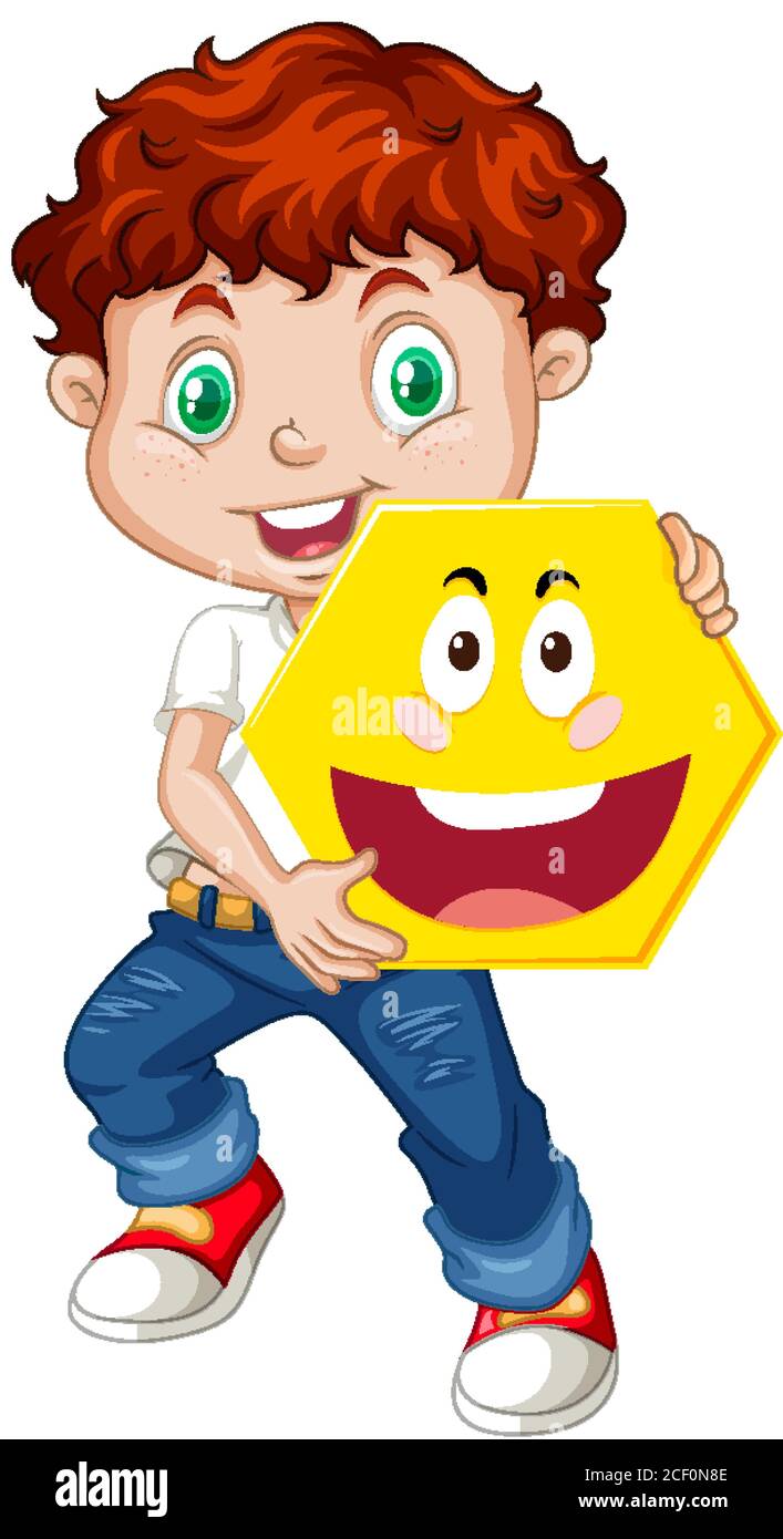 Boy holding geometric shape illustration Stock Vector Image & Art - Alamy