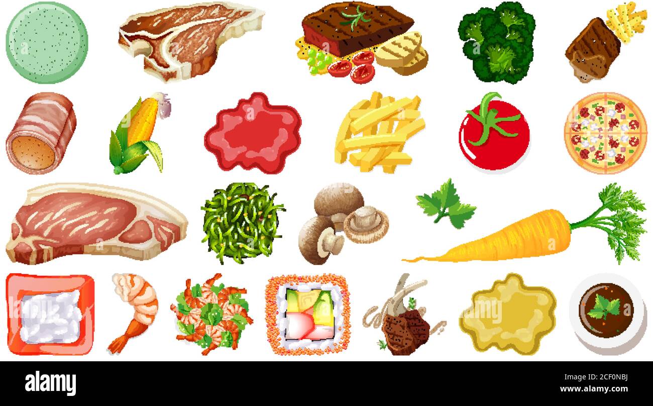 Set of fresh food ingredients illustration Stock Vector Image & Art - Alamy