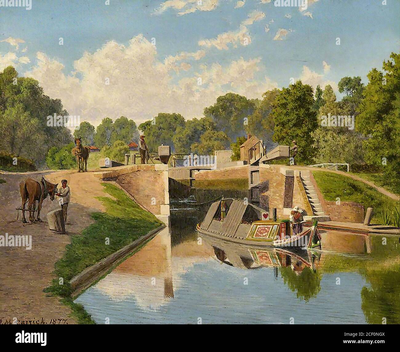 Carrick John Mulcaster - Lock on the Brent - British School - 19th ...