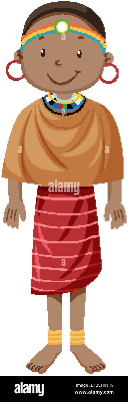 Ethnic people of African tribes in traditional clothing cartoon ...