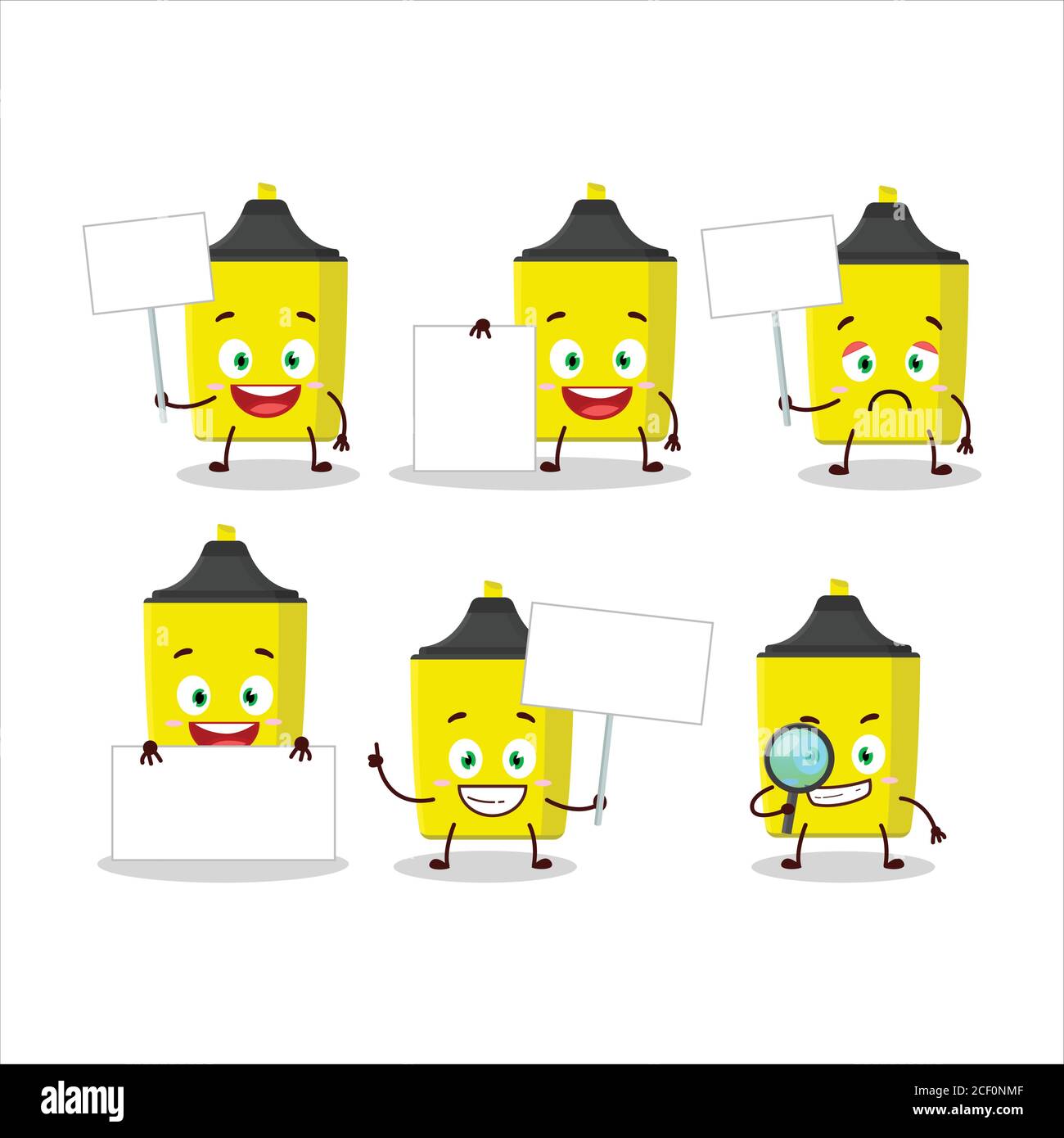Yellow highlighter cartoon character bring information board Stock ...
