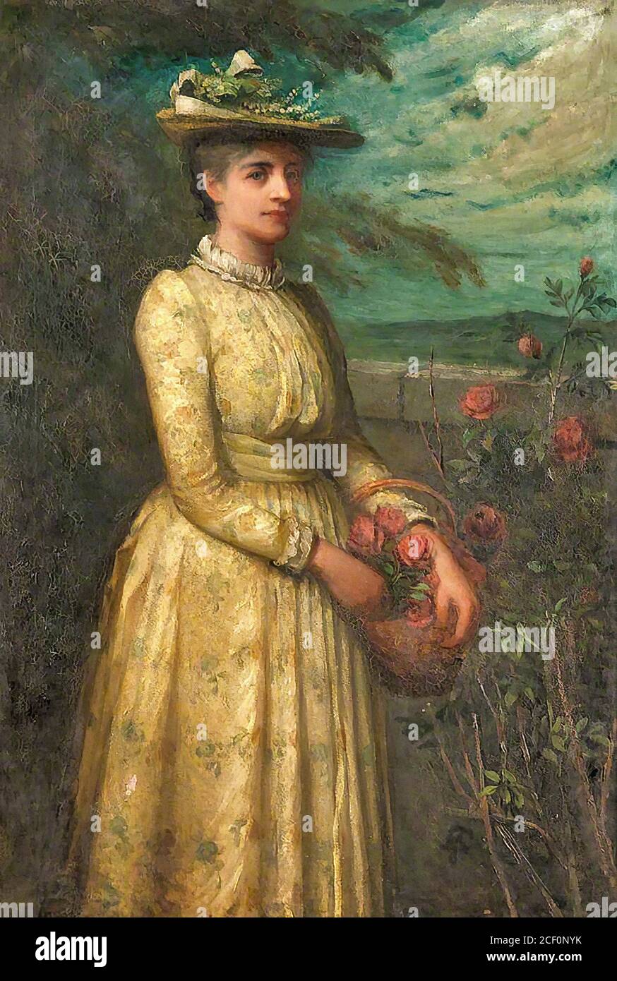 Christie James Elder - Woman Picking Roses - British School - 19th ...