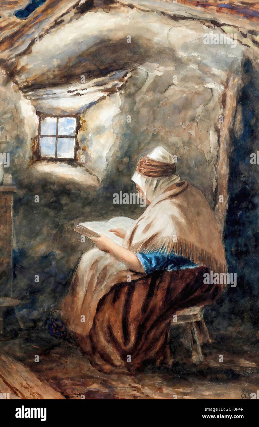 Clark Joseph - Woman Reading in an Interior - British School - 19th ...