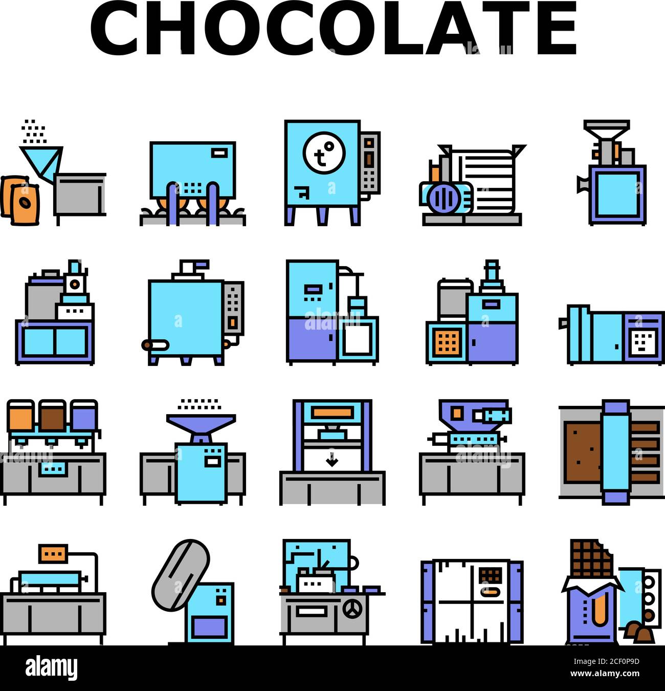Chocolate Production Collection Icons Set Vector Stock Vector Image ...