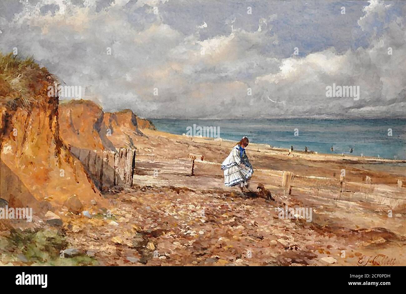 Victorian Beach Paintings Seaside Painting Victorian Hi Res Stock