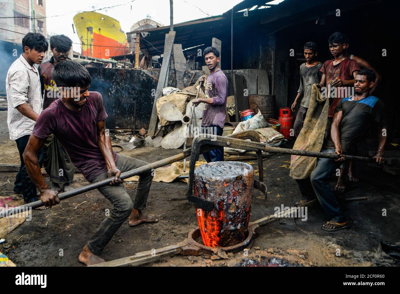 Dhaka, Bangladesh. 02nd Sep, 2020. Laborers working at a shipyard near ...