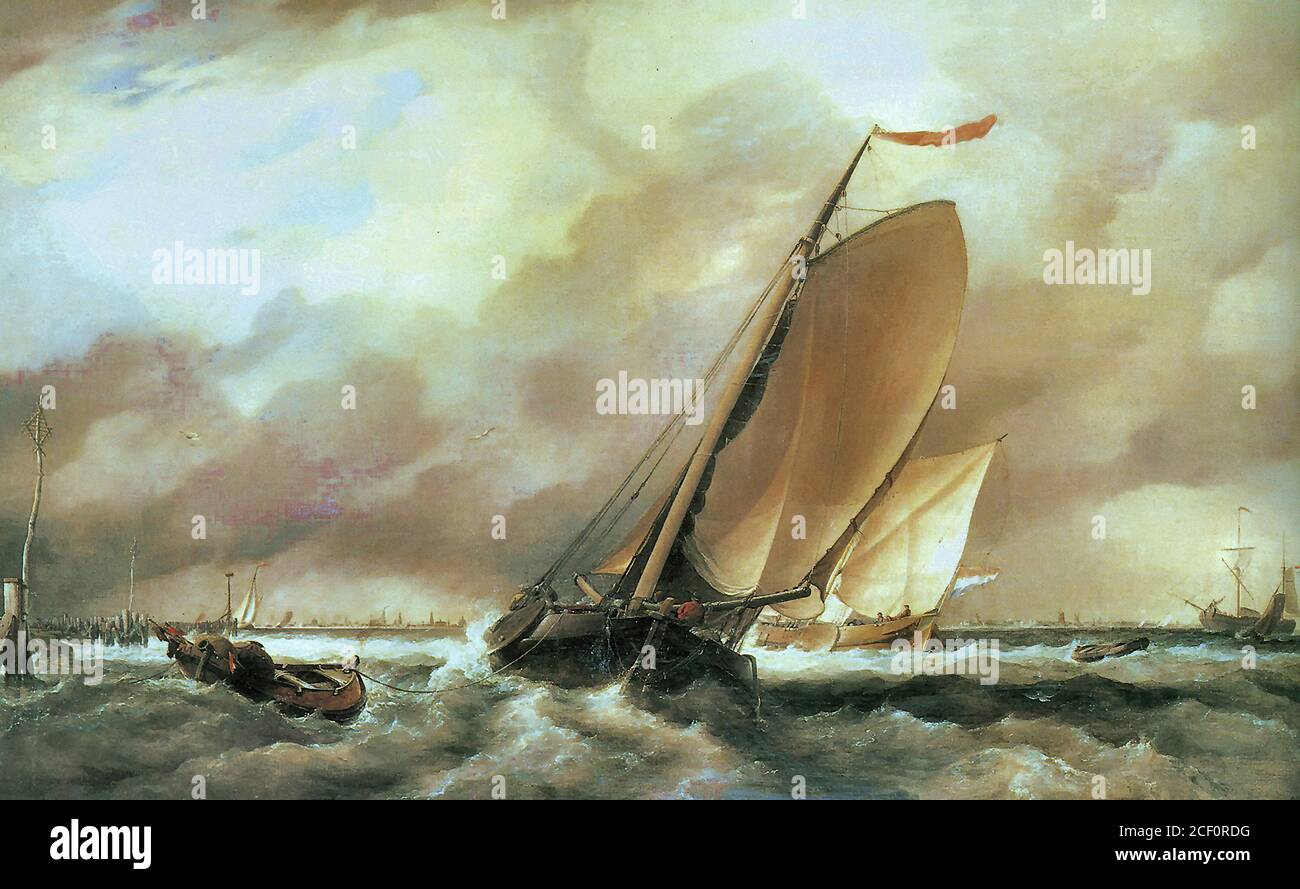 Cooke Edward William - Dutch Boats Hugging the Shore 1 - British School ...