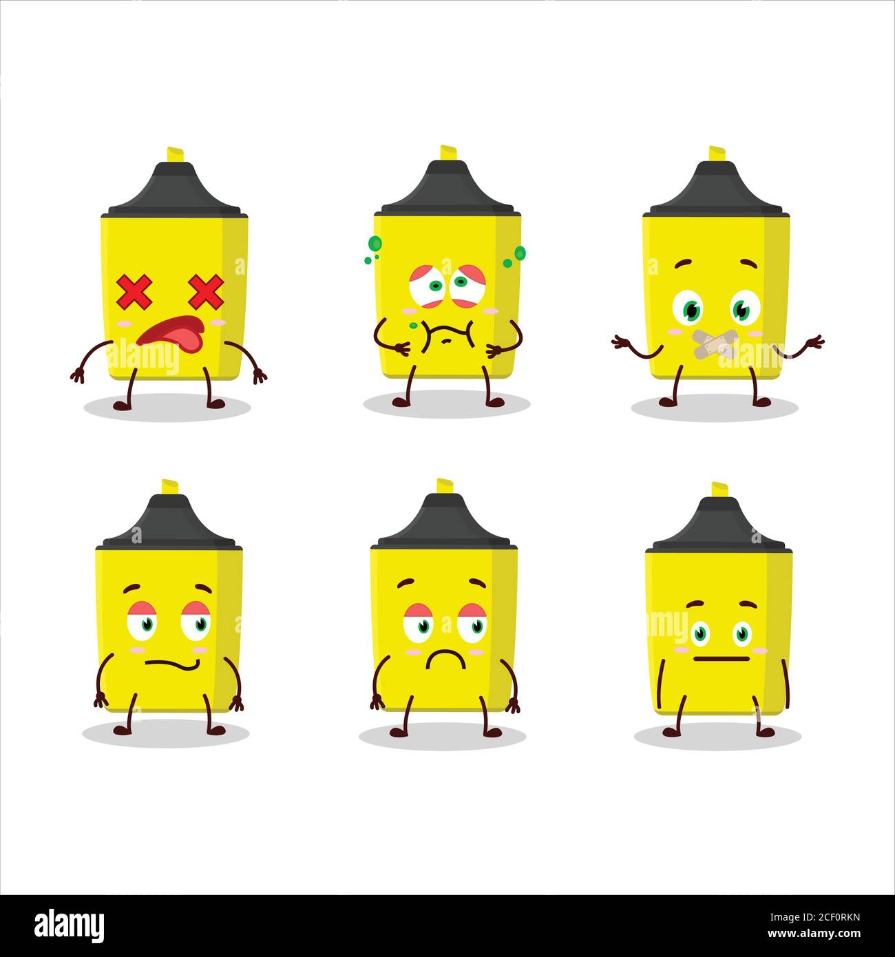 Yellow highlighter cartoon character with nope expression Stock Vector ...