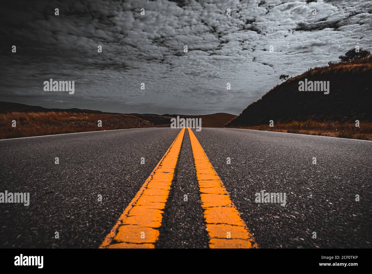 Selective color of perspective view of yellow lane lines from an old ...