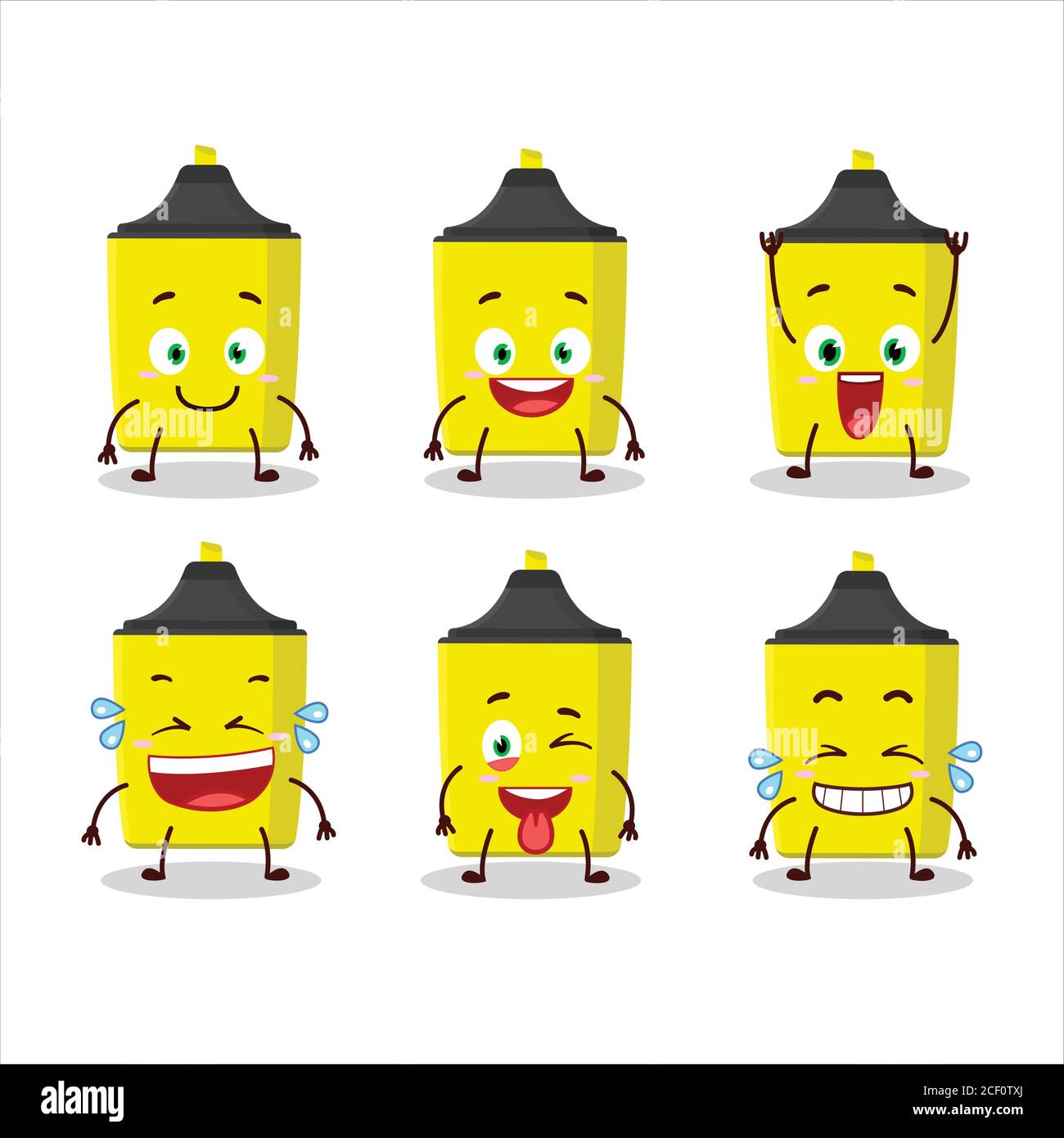 Cartoon character of yellow highlighter with smile expression Stock ...