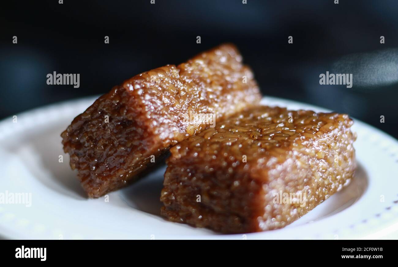 Wajik on black background. Wajik is traditional snack made with steamed ...