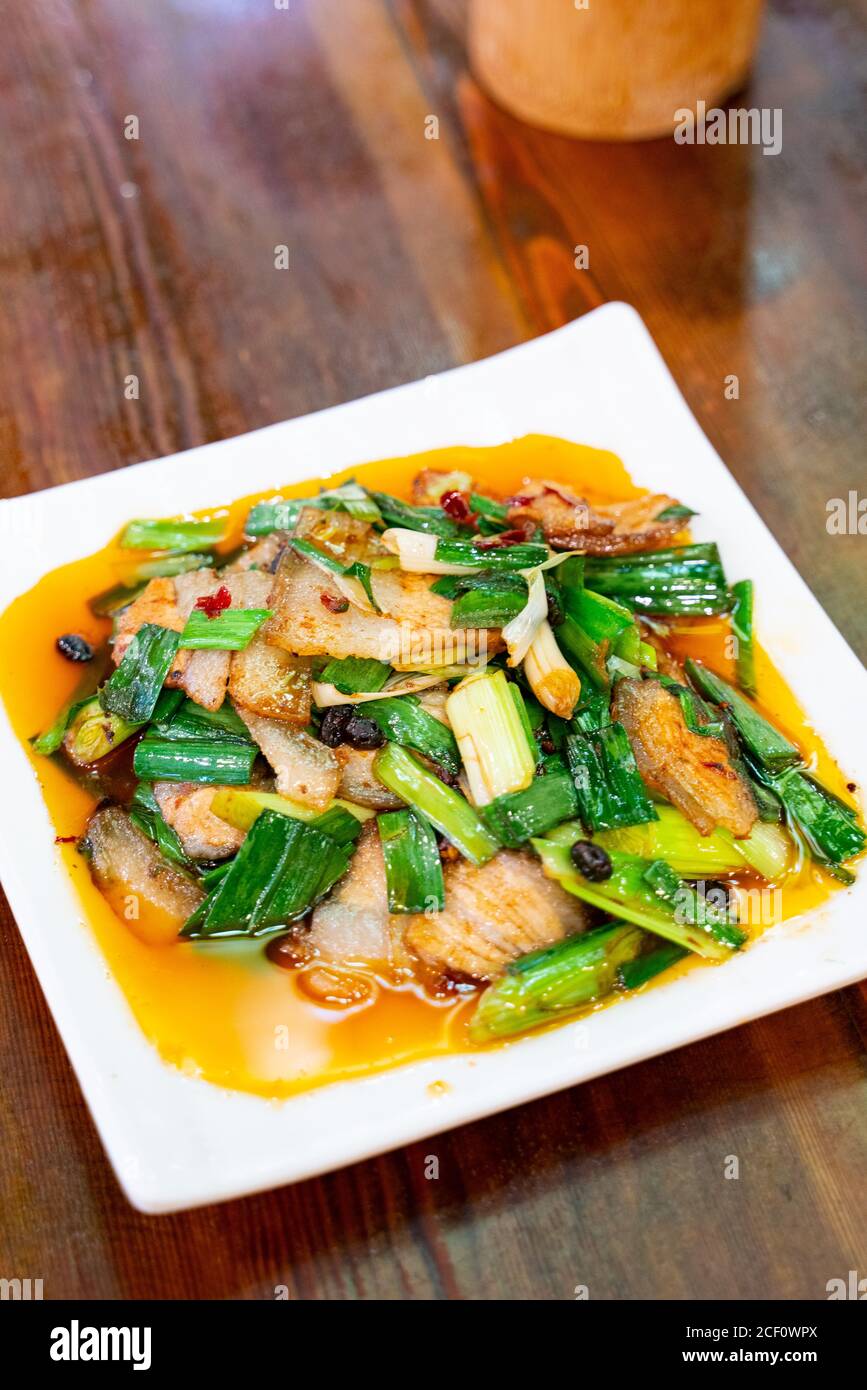 Double cooked pork, a traditional Sichuan dish Stock Photo - Alamy