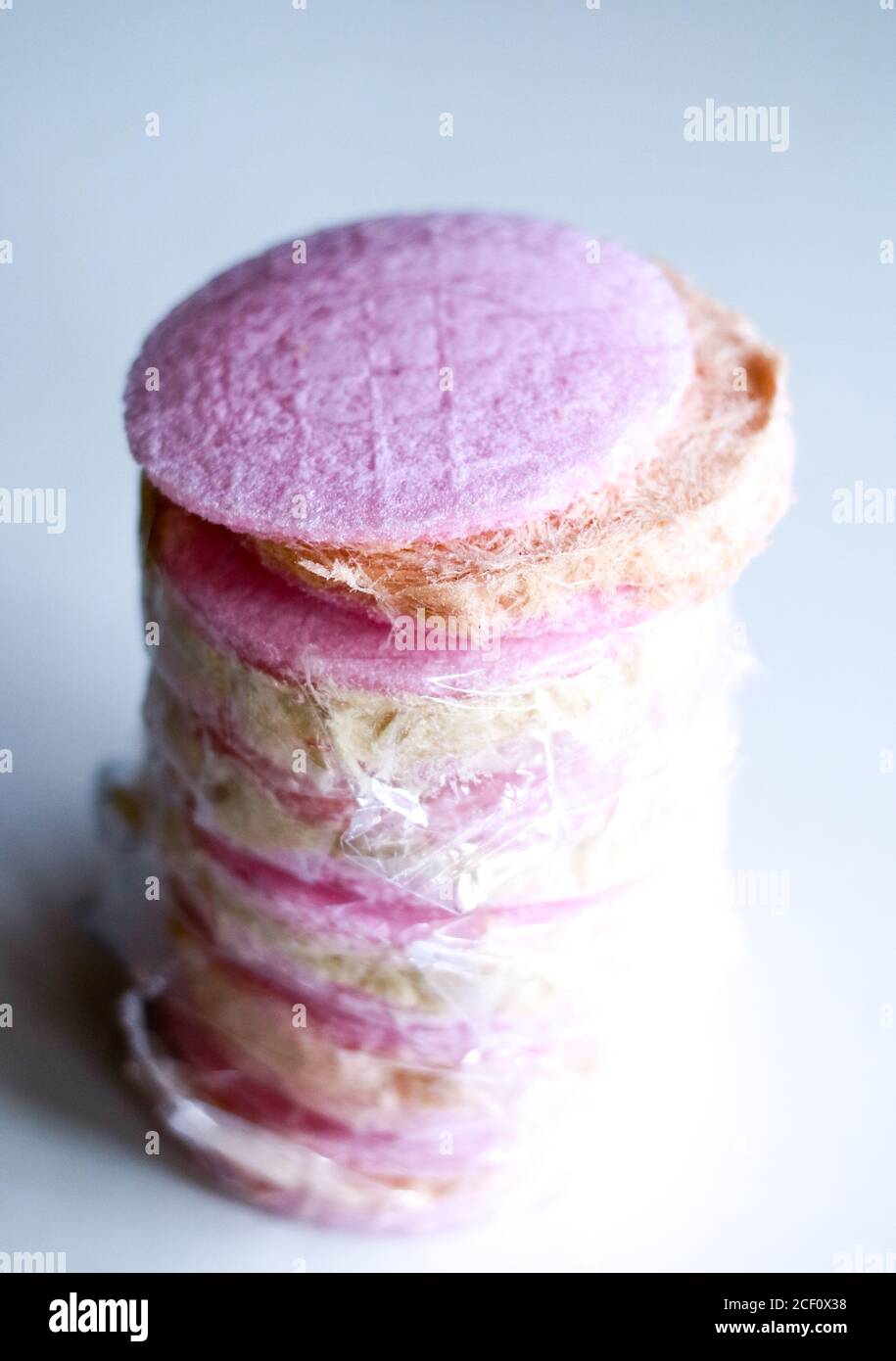 Rambut Nenek or Arumanis (Cotton Candy with Crackers) on white ...