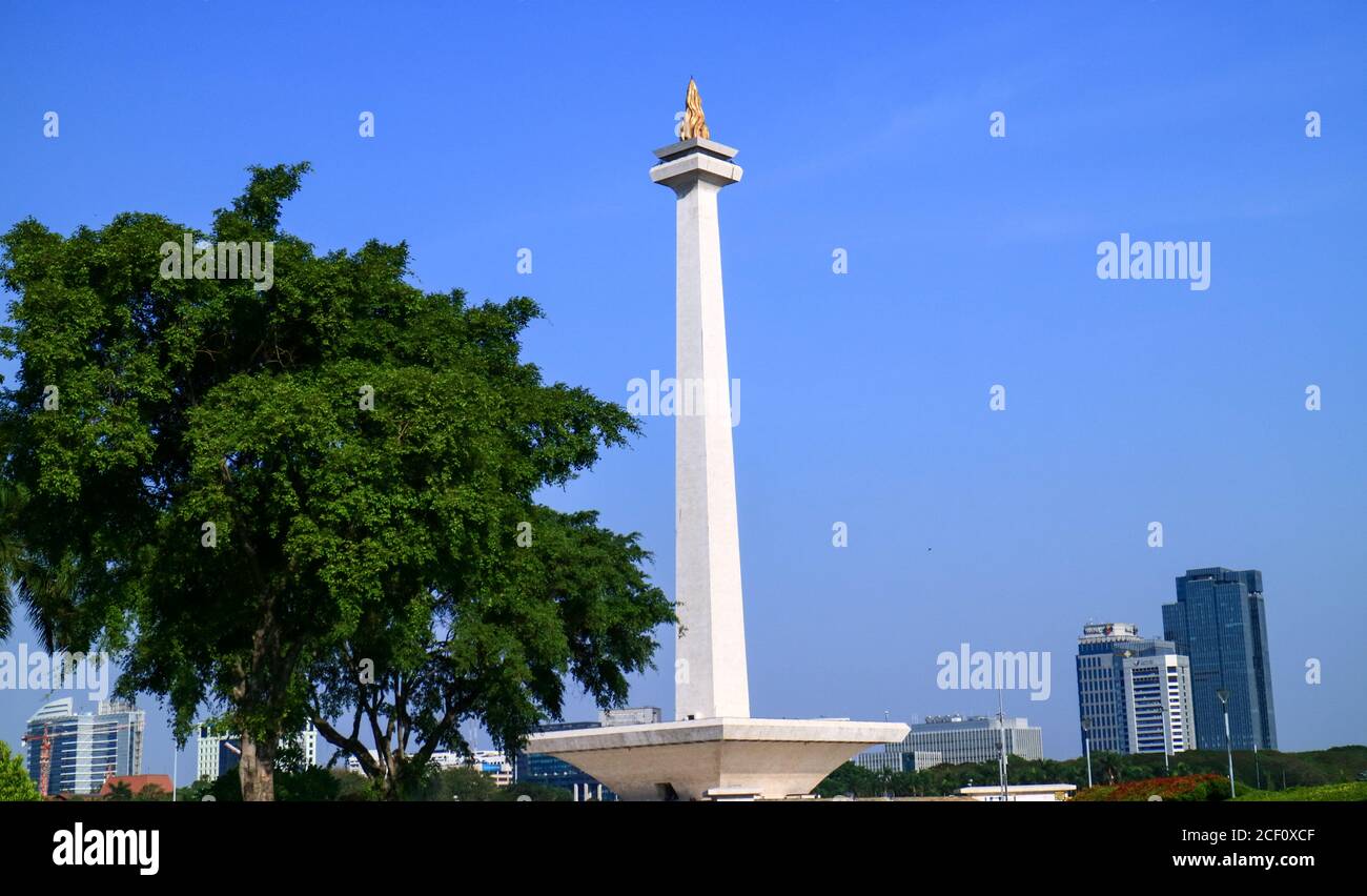 Jakarta, Indonesia - July 24, 2019: View of the National Monument ...