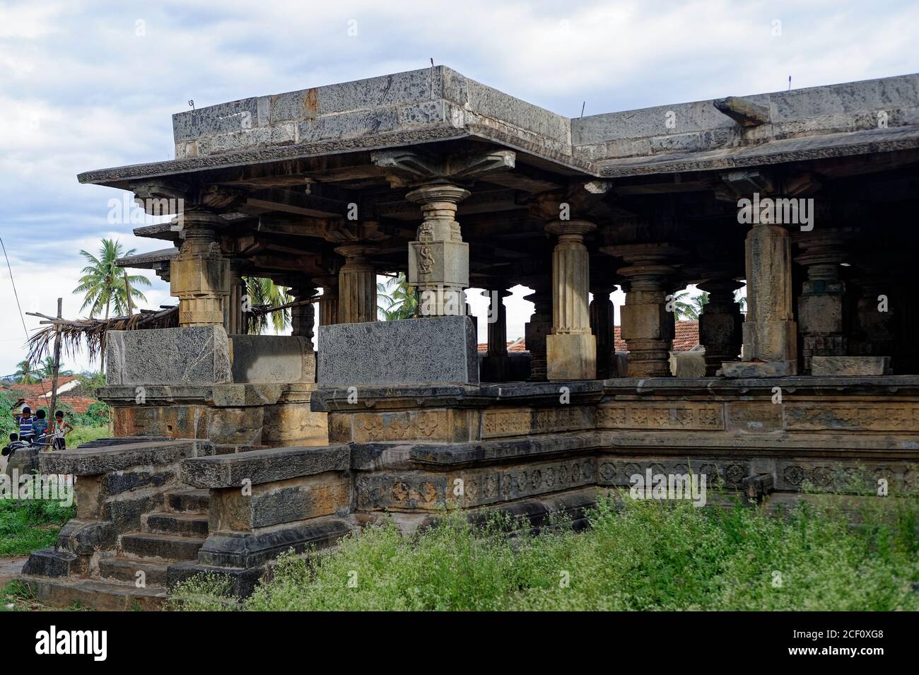 Decorative Stone pillars of Someshwara temple Stock Photo - Alamy