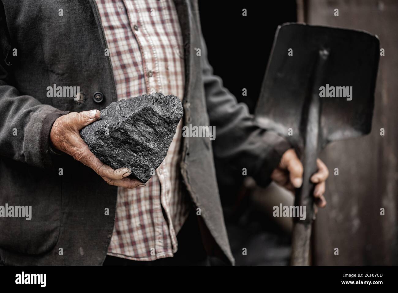 Early mining equipment, hammer, pickaxe and shovel for underground coal ...