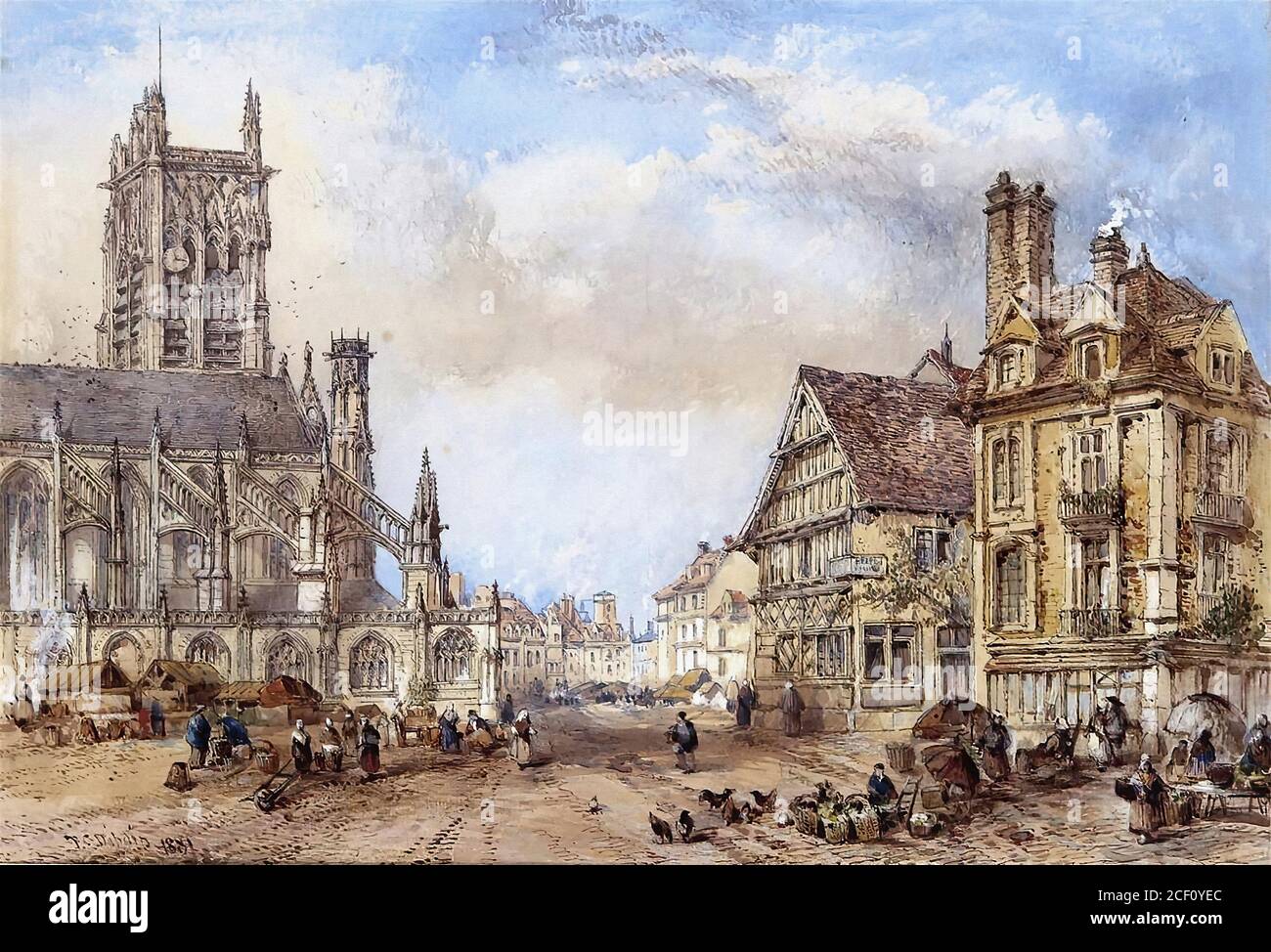 Dibdin Thomas Colman - Continental Market Before a Cathedral - British ...