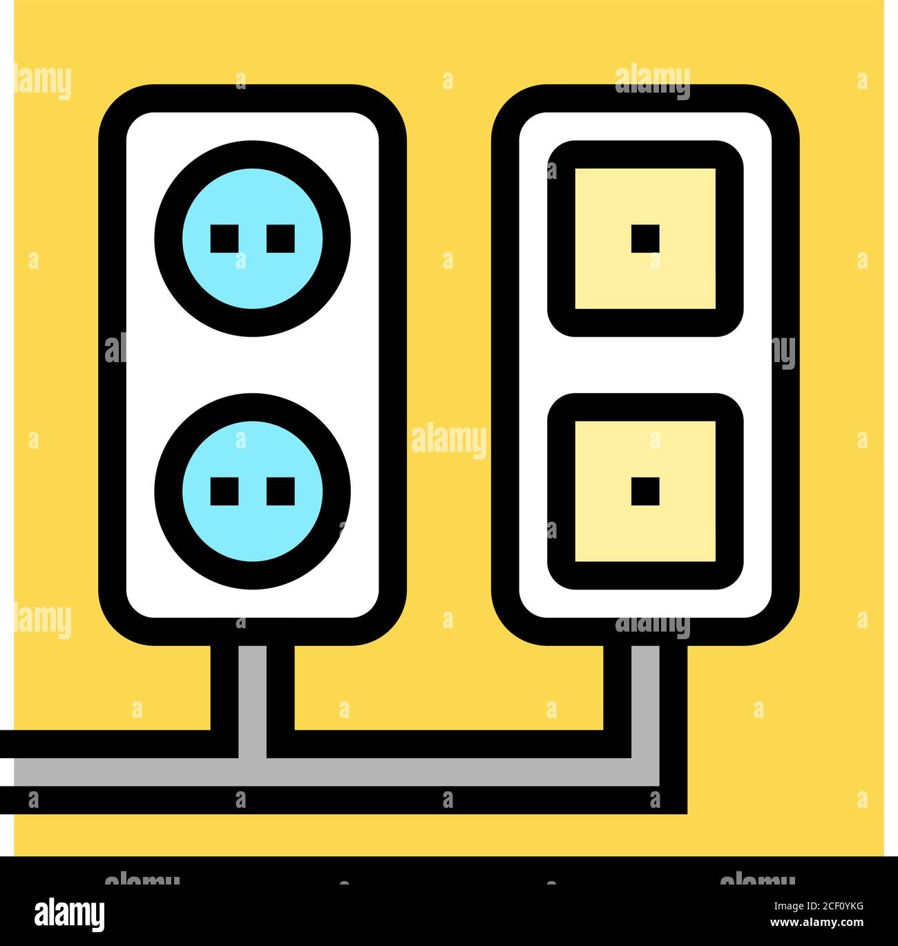 socket and antenna output installation color icon vector illustration ...