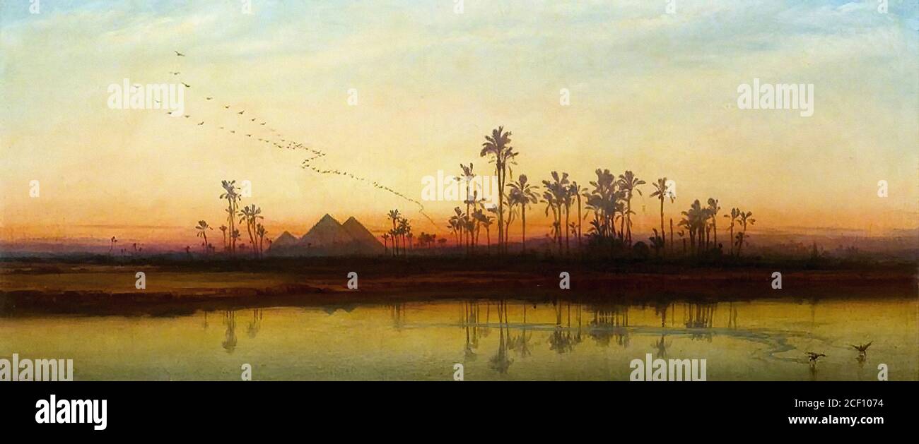 Dillon Frank - Sunset on the Nile - British School - 19th Century Stock ...
