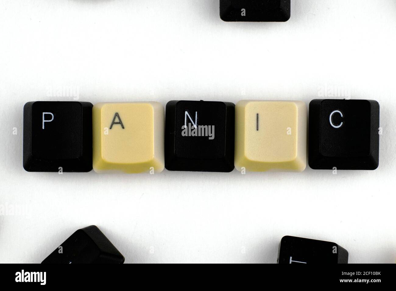 concept virus remote work computer word panic laid out from keyboard ...