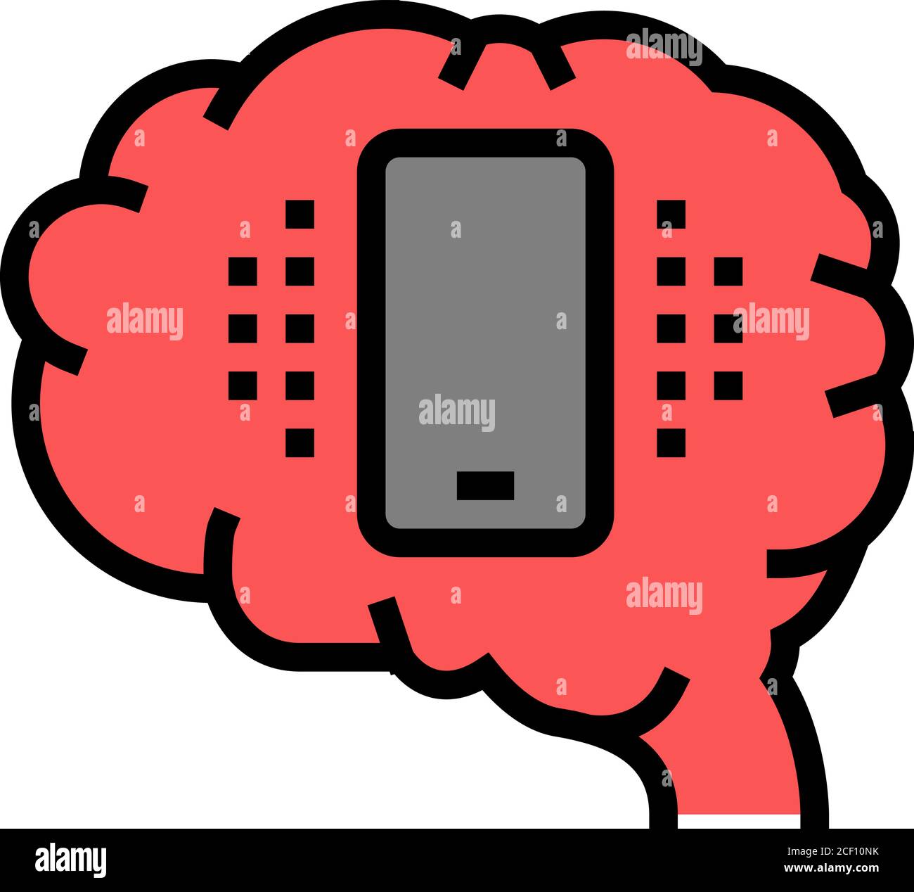 mobile phone brain color icon vector illustration Stock Vector Image ...