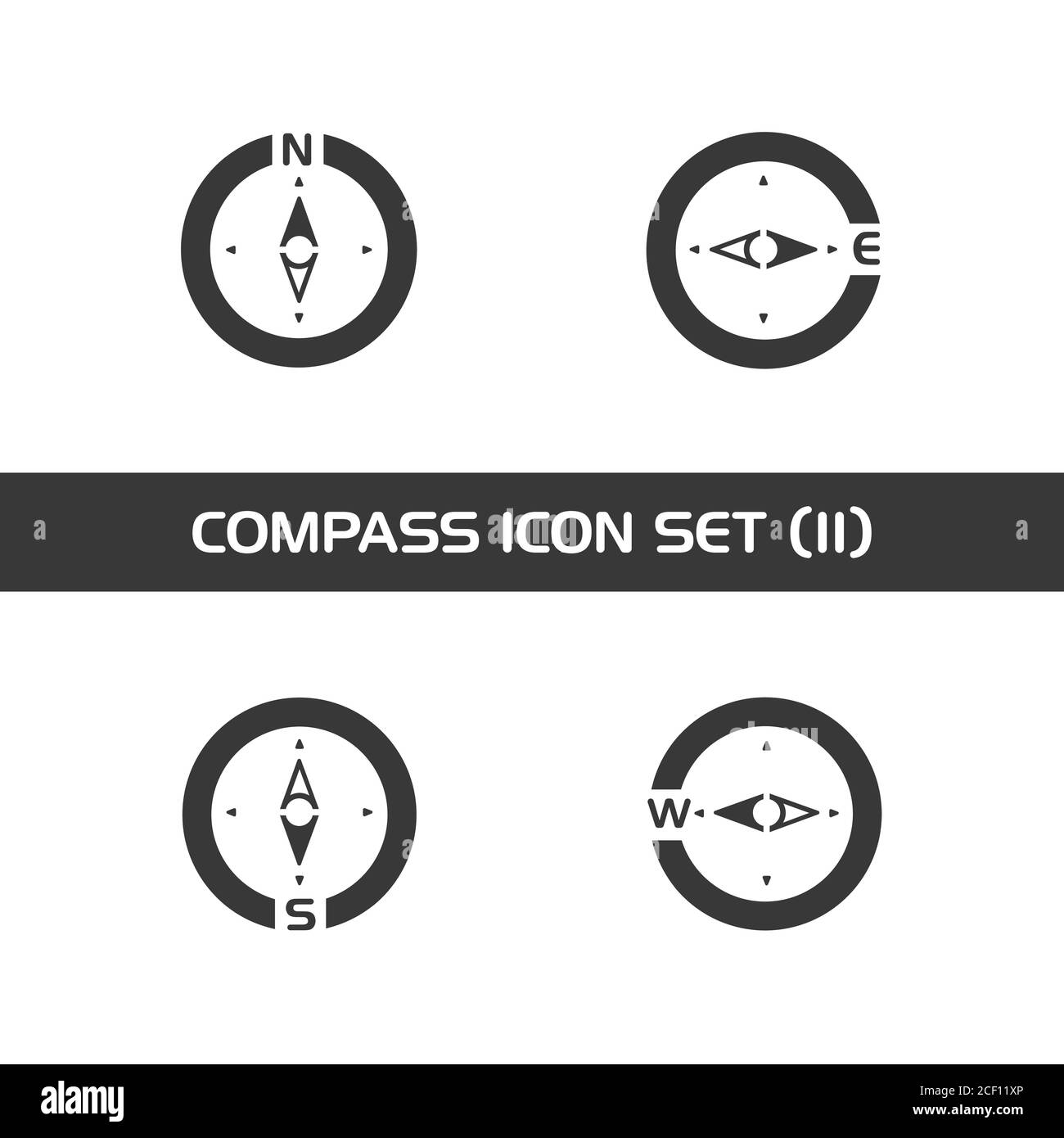 Isolated compass icon set. Weather and map. Gliph vector illustration ...