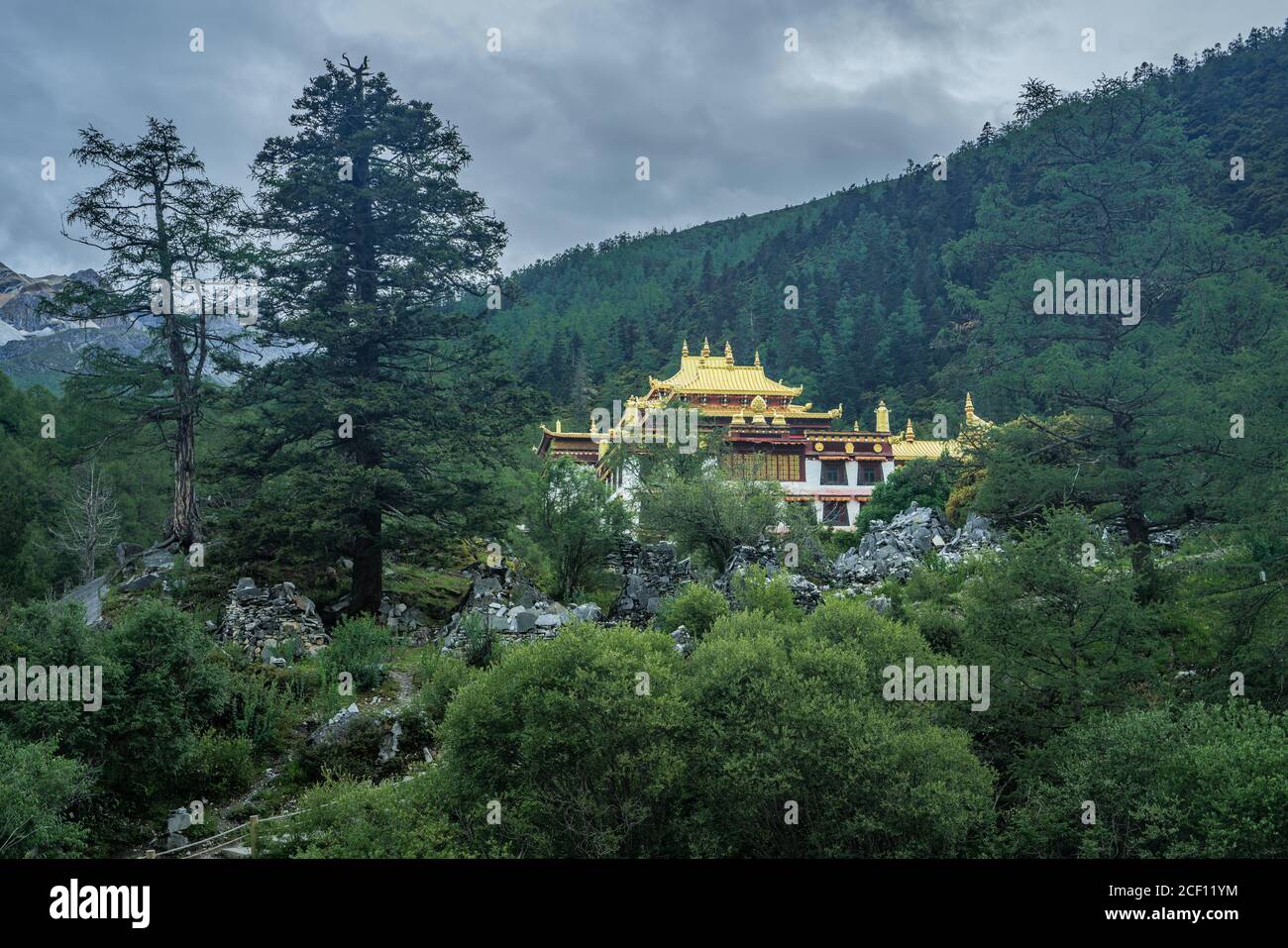 Chonggu Temple, a Tibetan temple in Yading, Sichuan, China Stock Photo ...