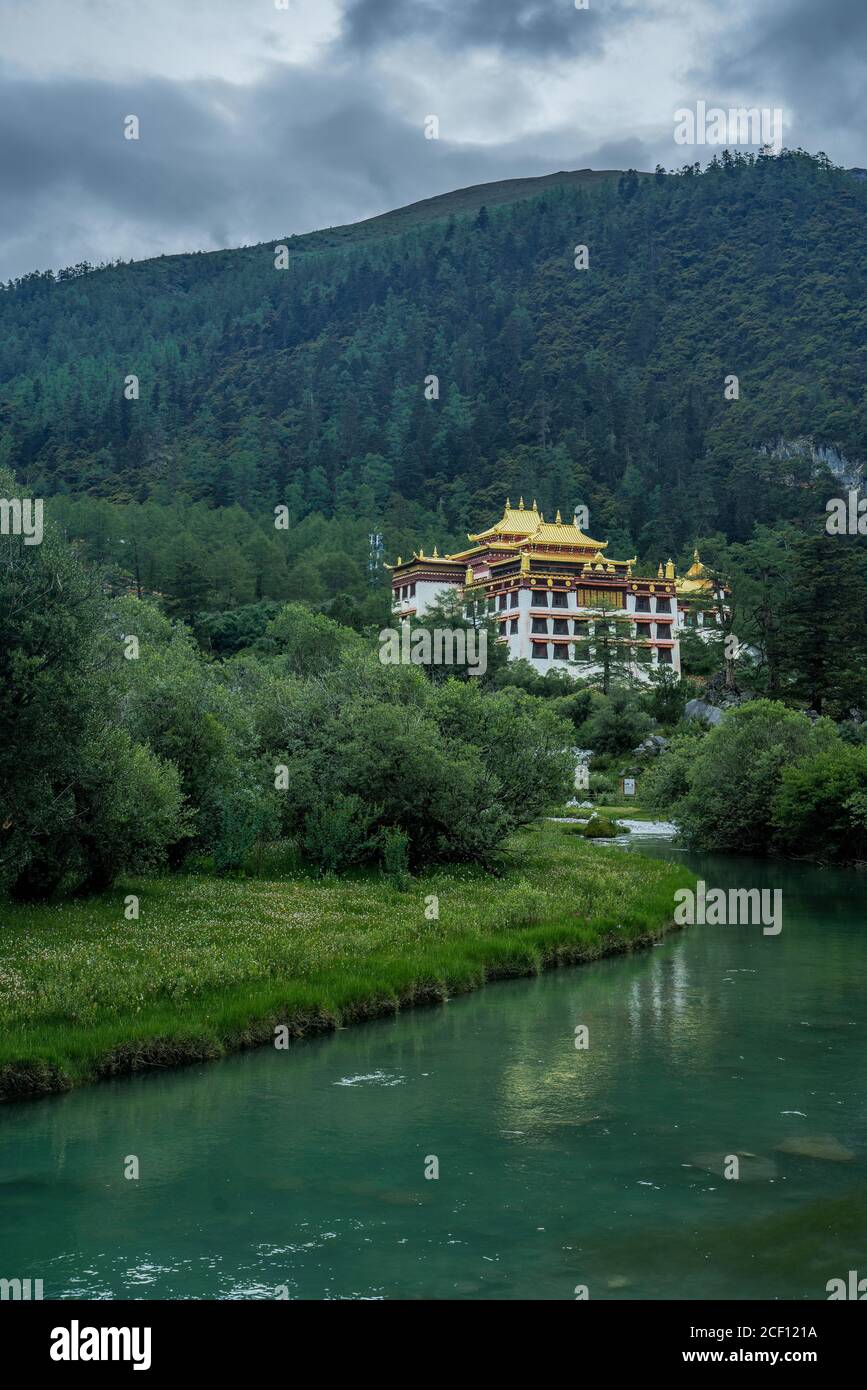 Chonggu Temple, a Tibetan temple in Yading, Sichuan, China Stock Photo ...