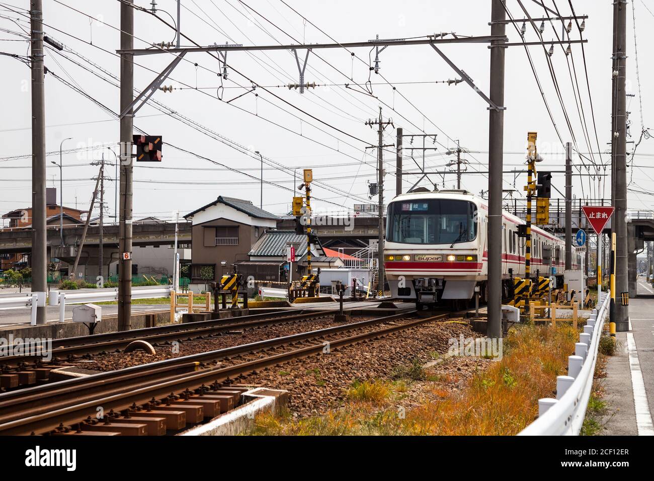 NAGOYA, JAPAN - April 16, 2016: Meitetsu Limited Express travels on ...