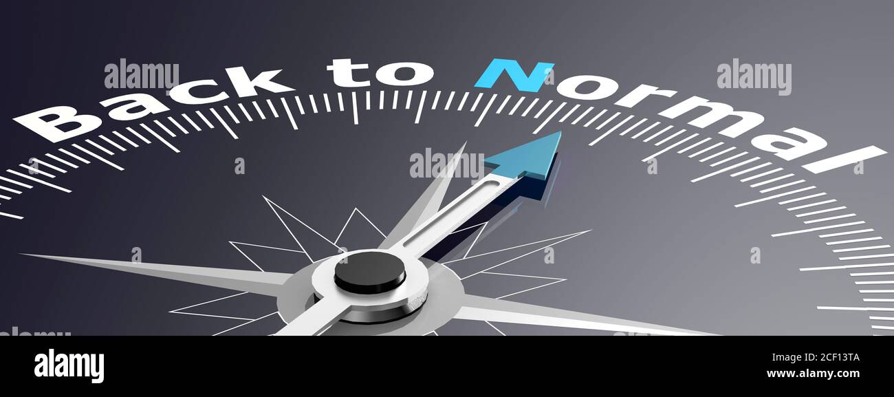 Compass with needle pointing to word back to normal,3d rendering Stock ...