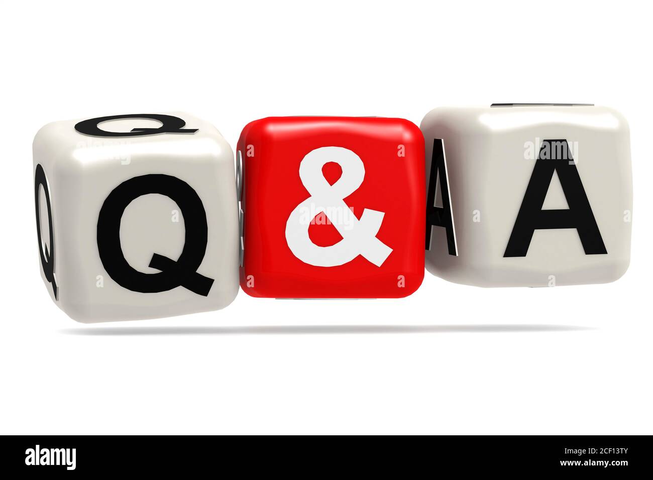 Q&A word with red and white cube block, 3D rendering Stock Photo - Alamy