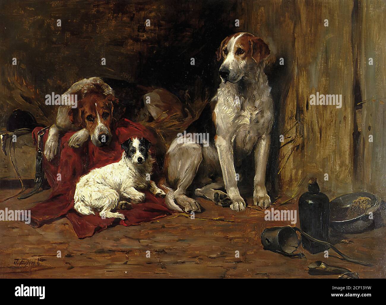 Emms John - Hounds and a Jack Russell in a Stable - British School ...