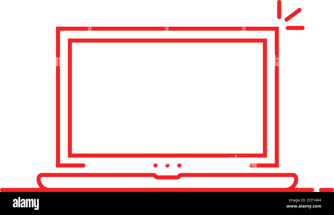 red linear laptop isolated on white Stock Vector Image & Art - Alamy