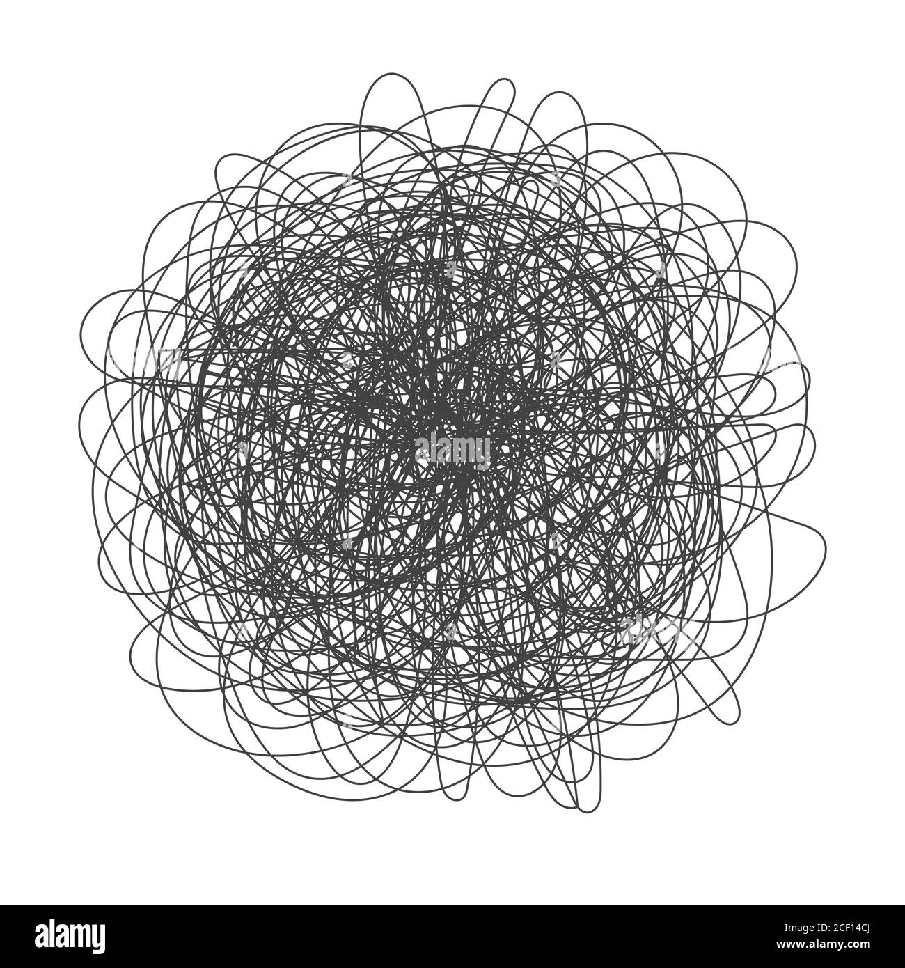 Tangled chaos abstract hand drawn messy scribble ball vector ...