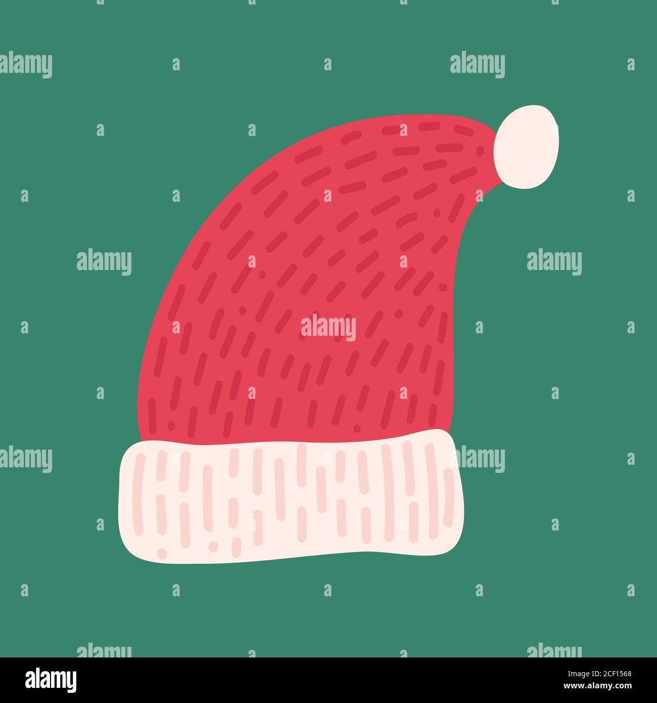 Traditional red Santa Hat. Funny holiday clothes. Traditional element ...