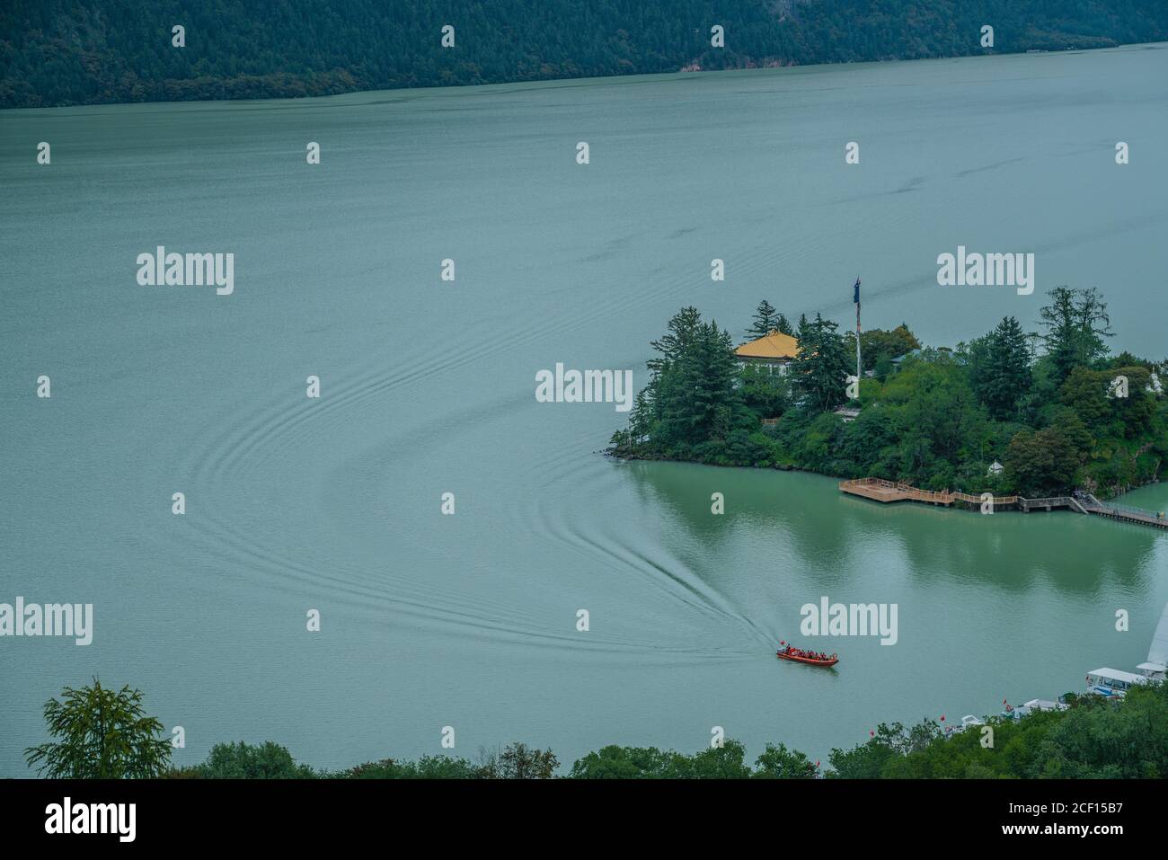 Basom tso, a sacred lake in Tibet, on a cloudy day summer time Stock ...