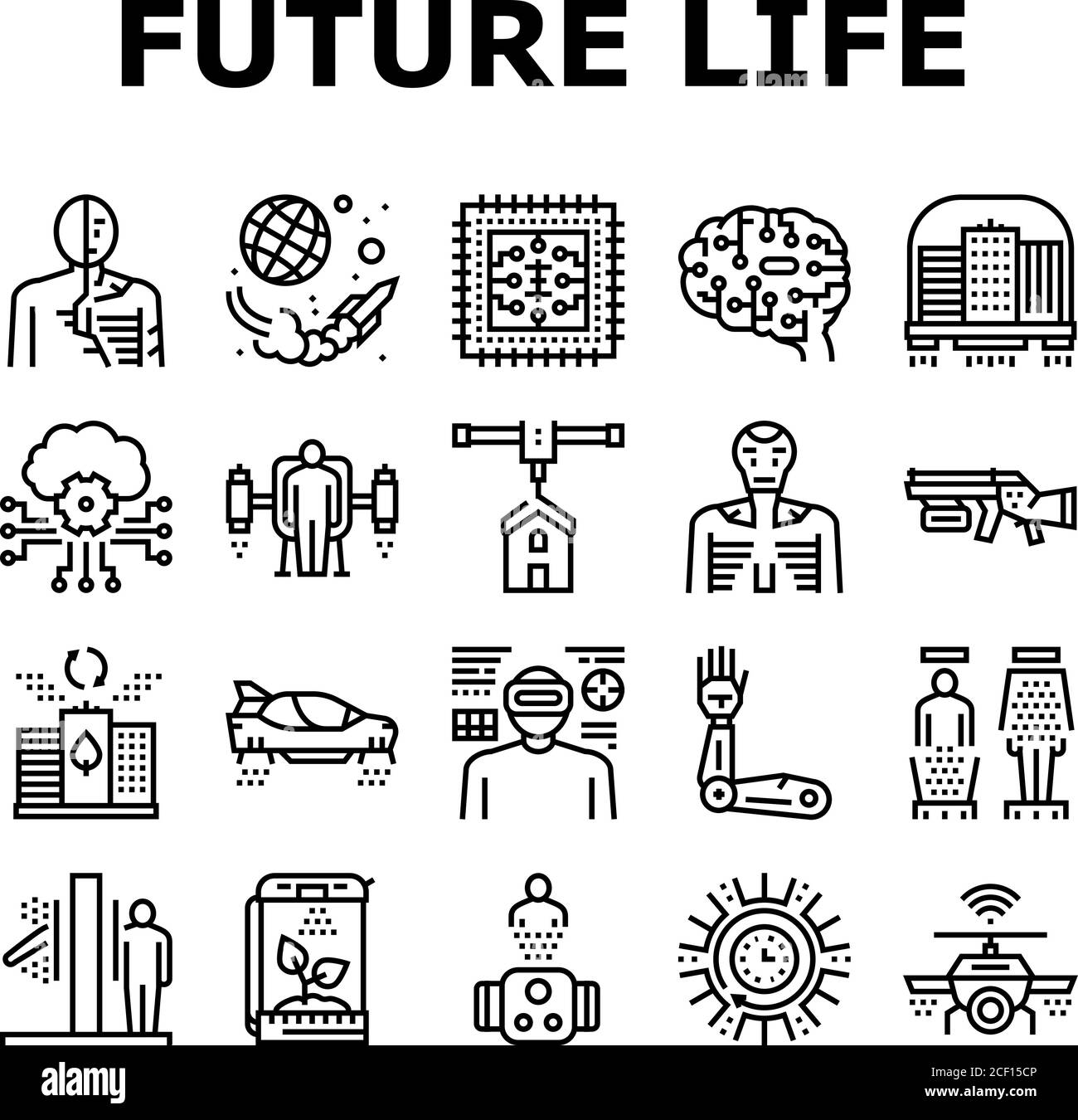 Future Life Devices Collection Icons Set Vector Stock Vector Image ...