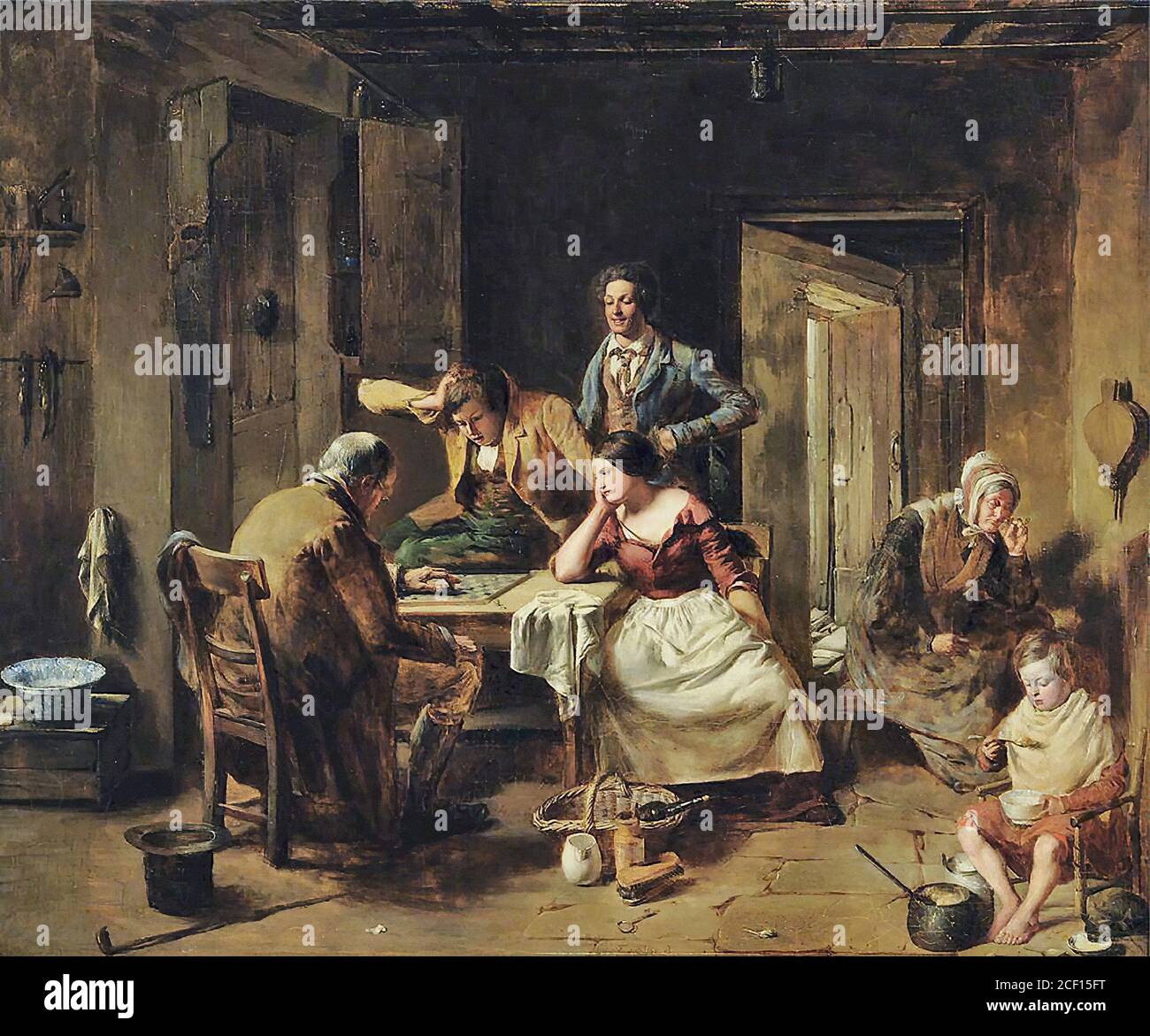Faed Thomas - a Game of Draughts - British School - 19th Century Stock ...