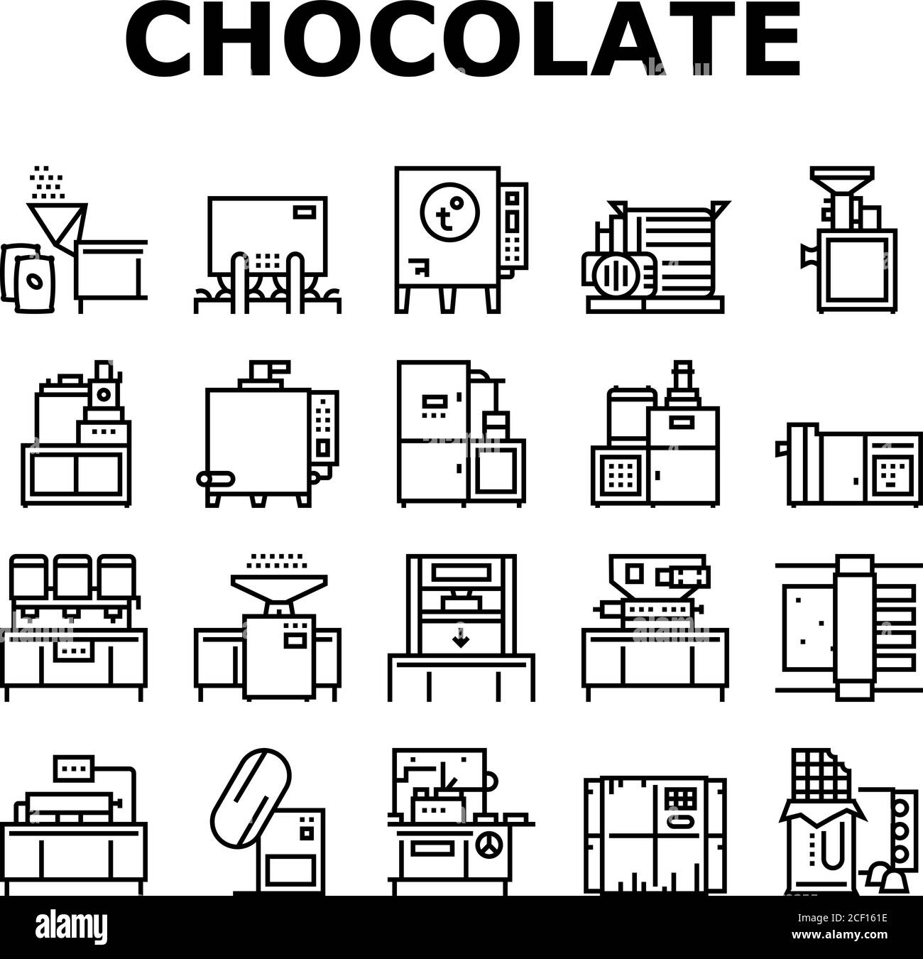 Chocolate Production Collection Icons Set Vector Stock Vector Image ...