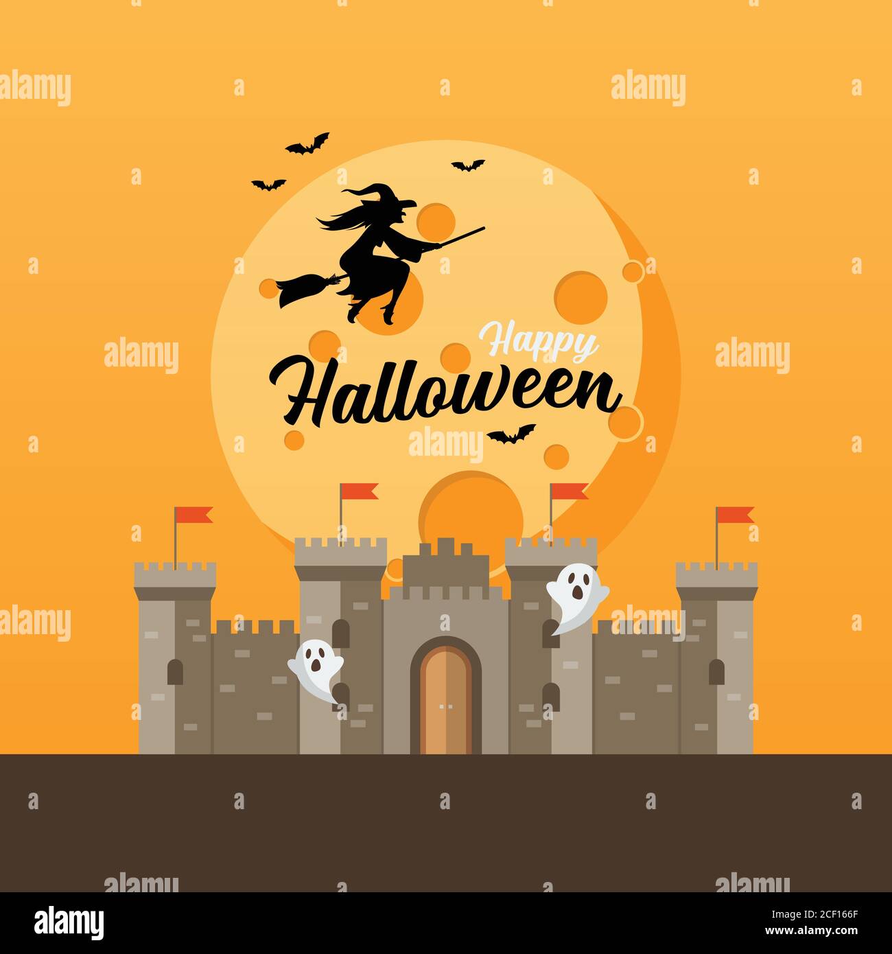 Moonlight over the castle Stock Vector Images - Alamy