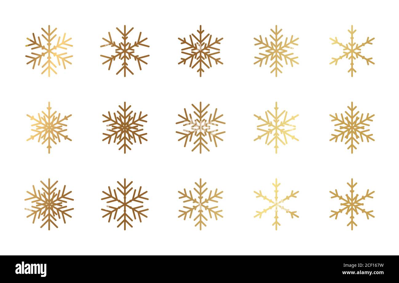 Gold snowflake icon. Golden christmas snow flake. Snowstorm star vector ...