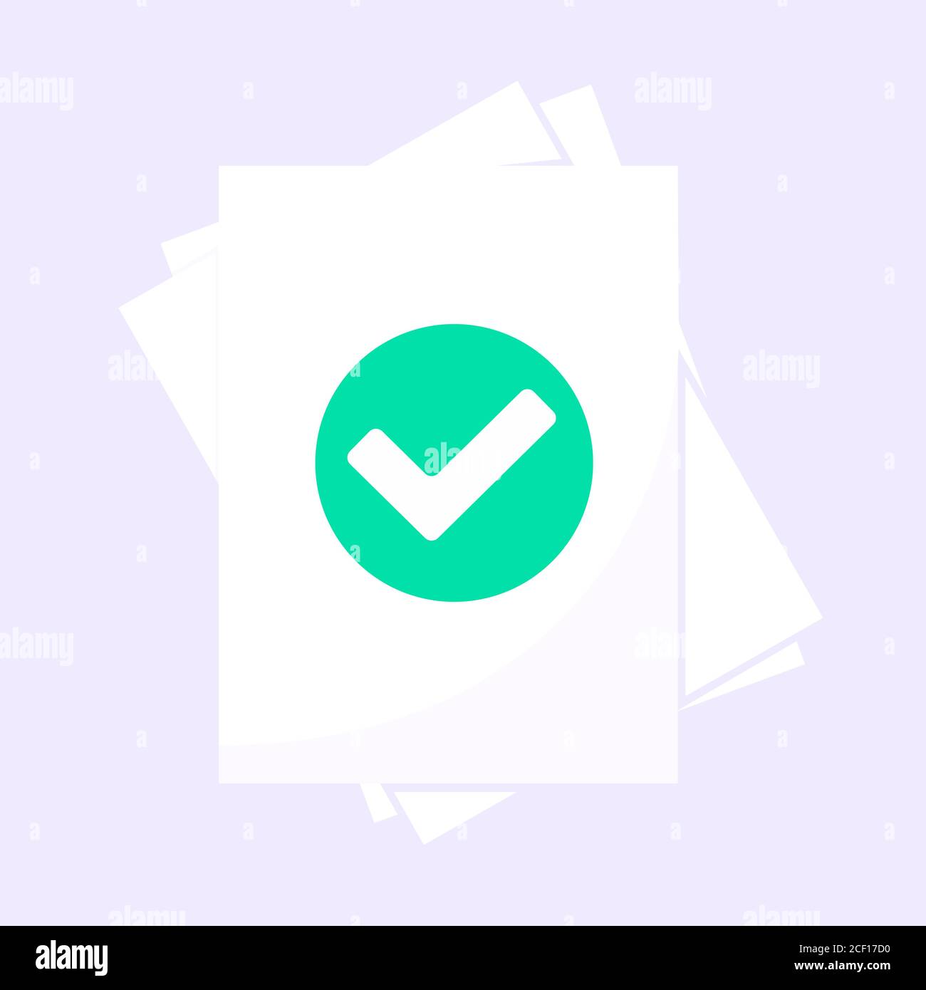 Correct document verification concept with paper sheets and green check ...