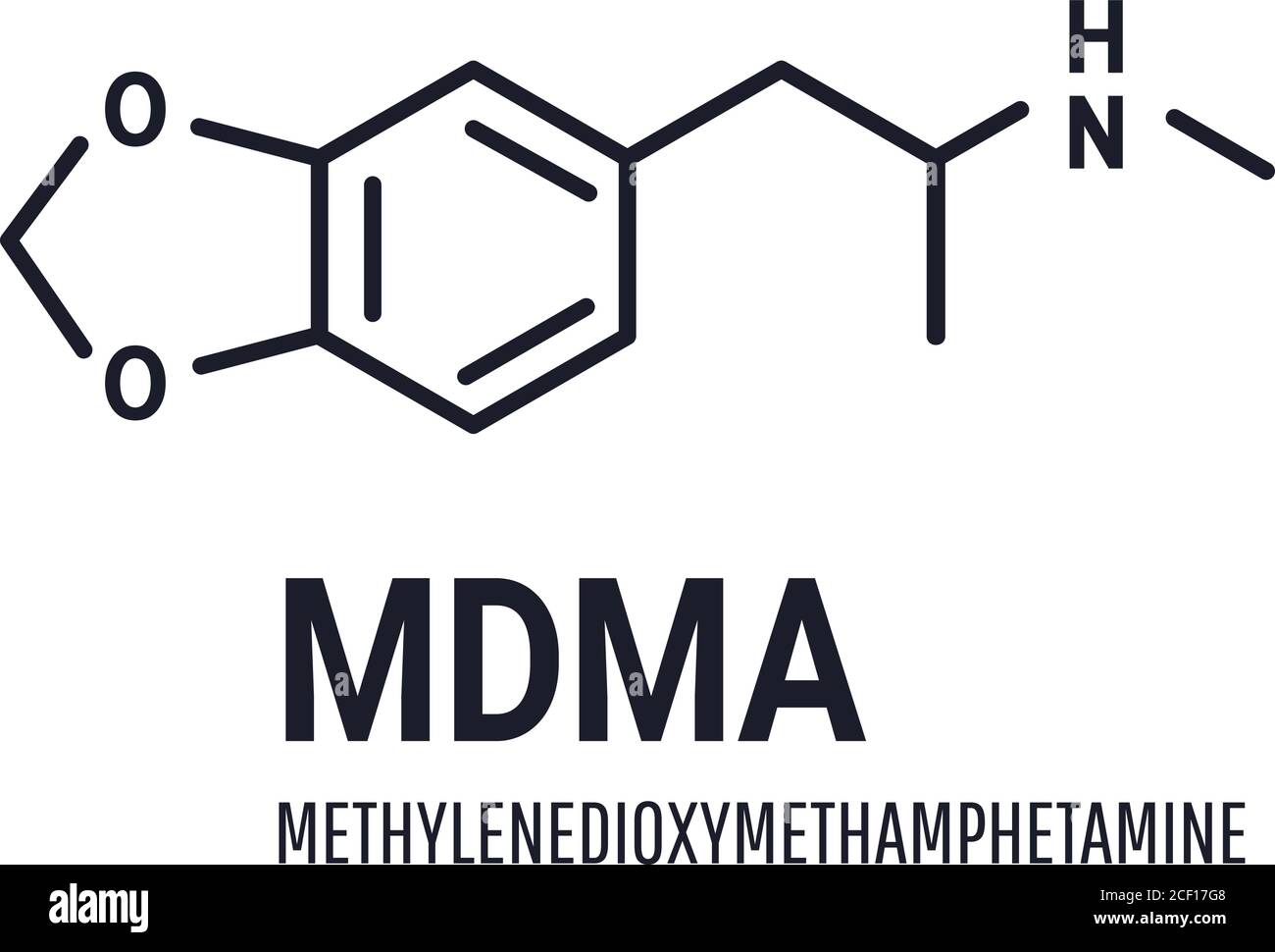 MDMA or ecstasy structural chemical formula on white background Stock ...