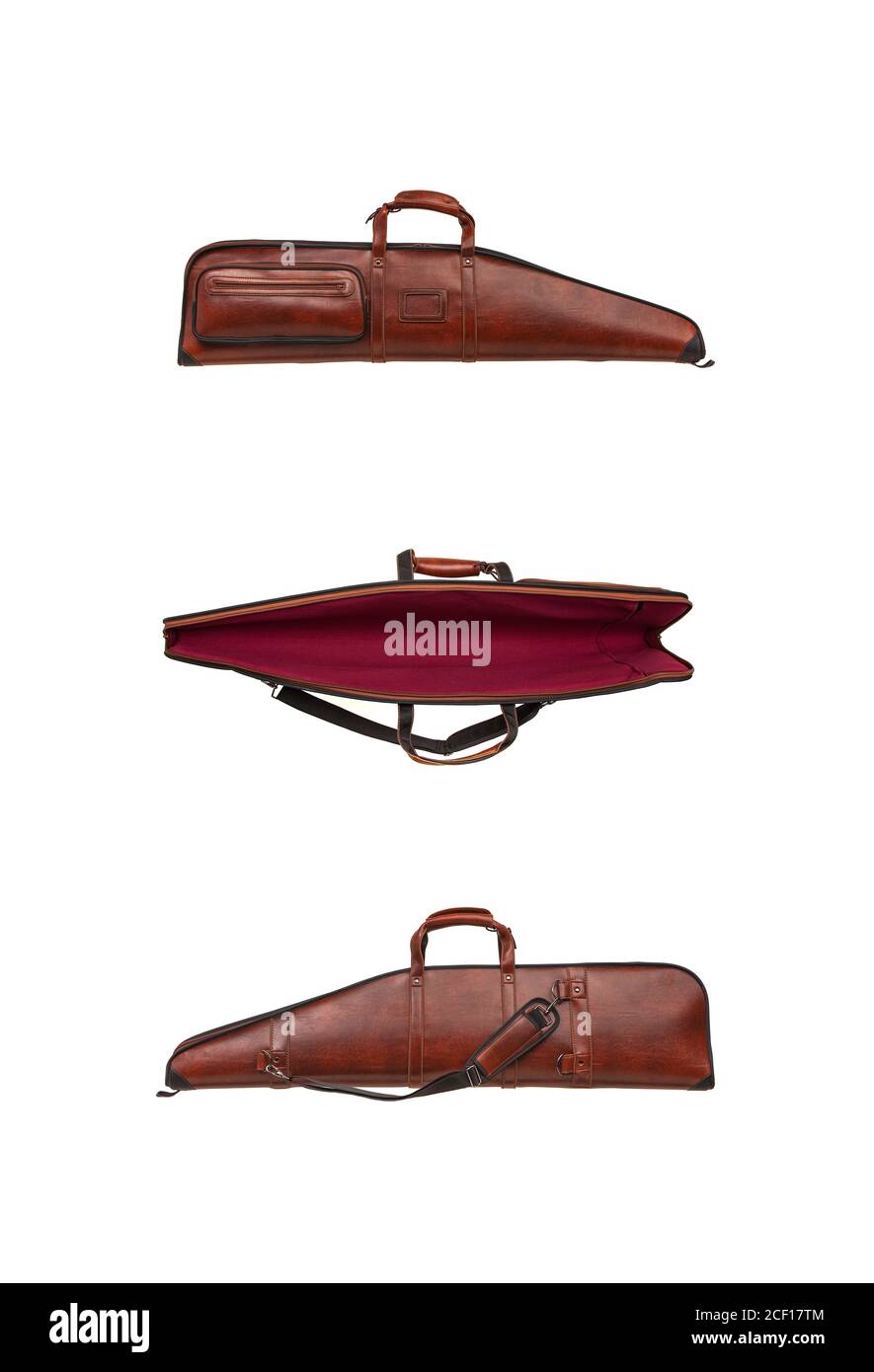 Luxury leather case for weapons isolate on a white background. Brown ...