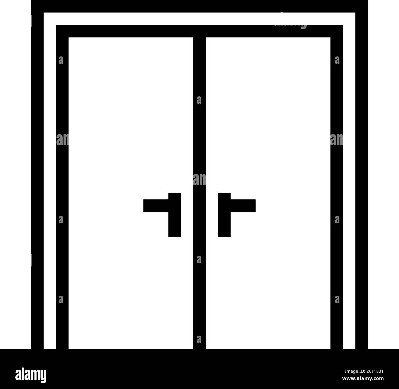 double wooden door line icon vector illustration Stock Vector Image ...