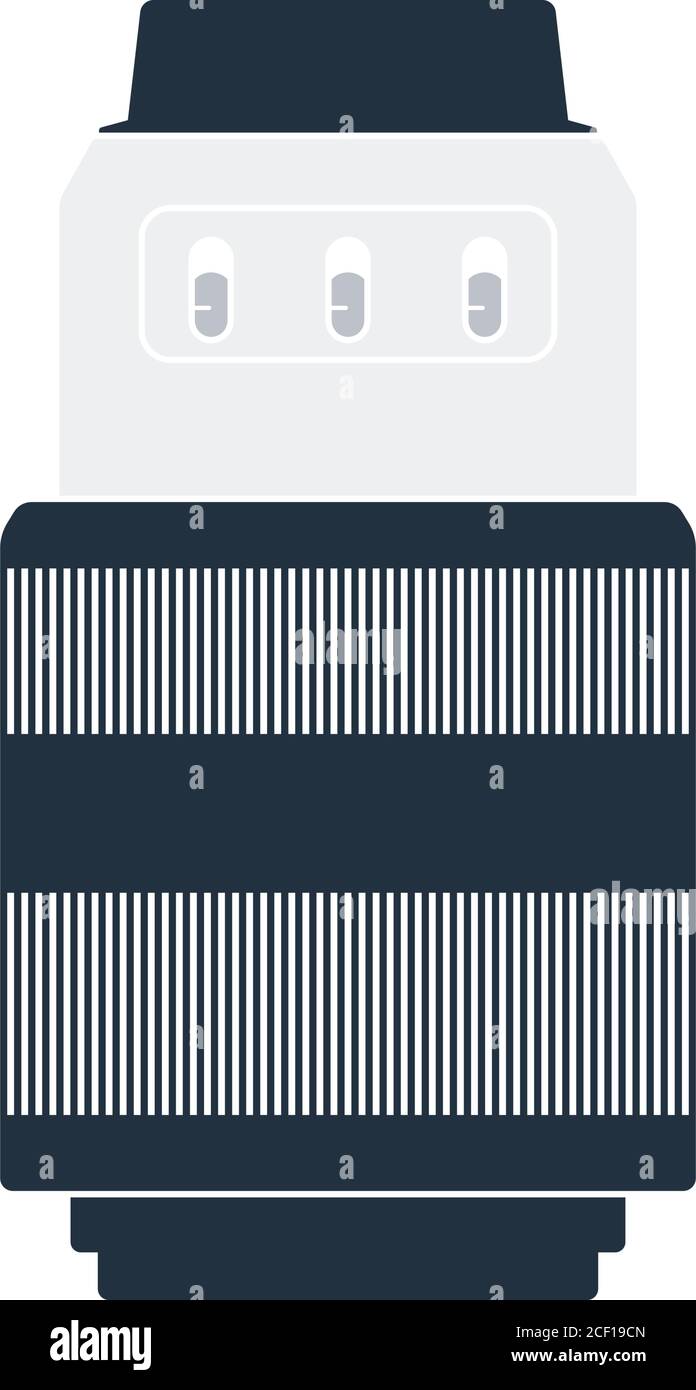 Icon Of Photo Camera Zoom Lens. Flat Color Design. Vector Illustration ...