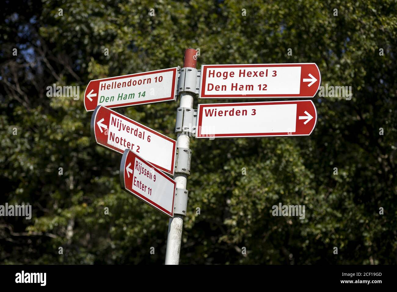 HOGE HEXEL, NETHERLANDS - Aug 02, 2020: Dutch bike sign on crossroad ...