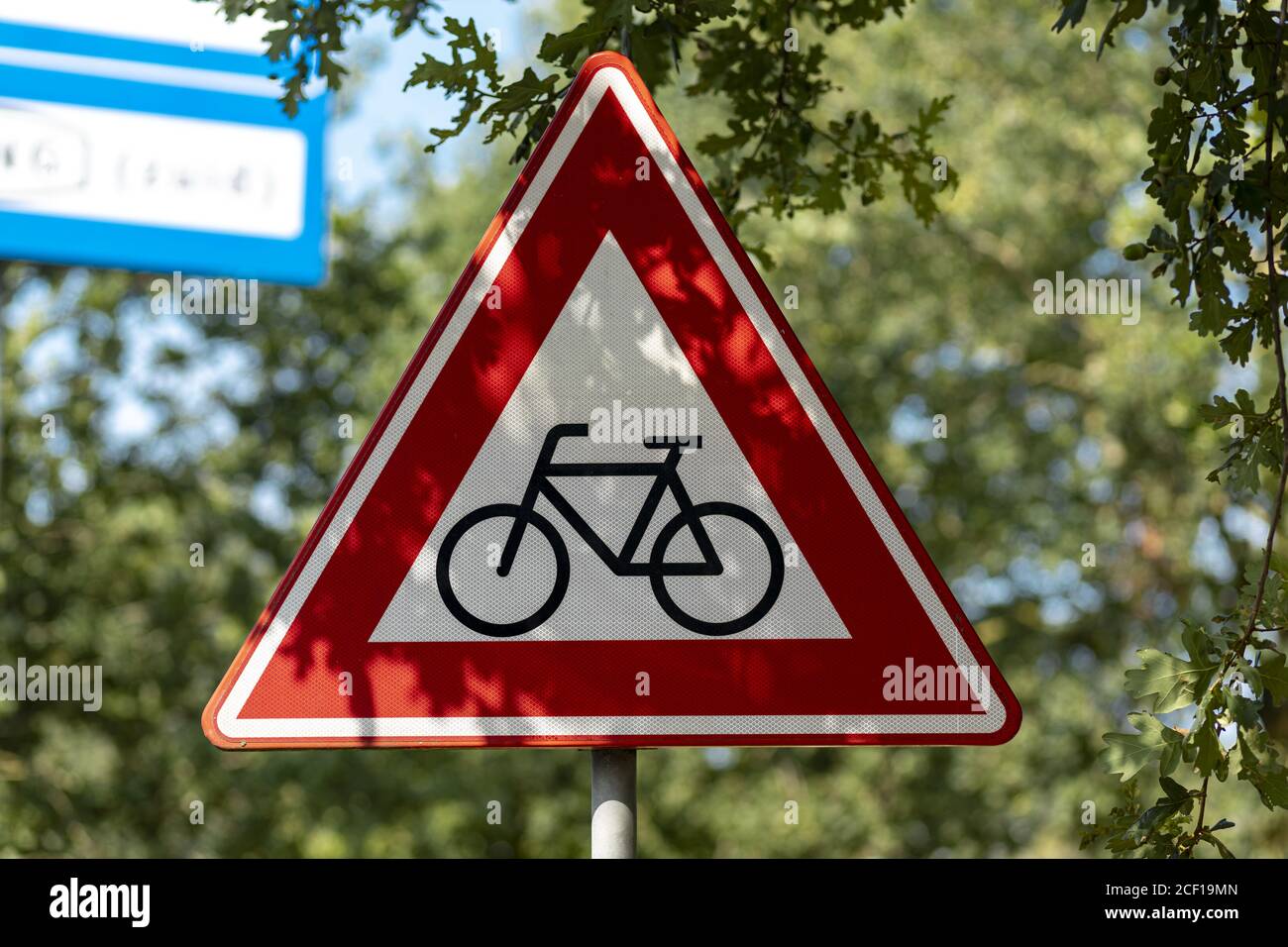 Dutch traffic sign with a bicycle design Stock Photo - Alamy